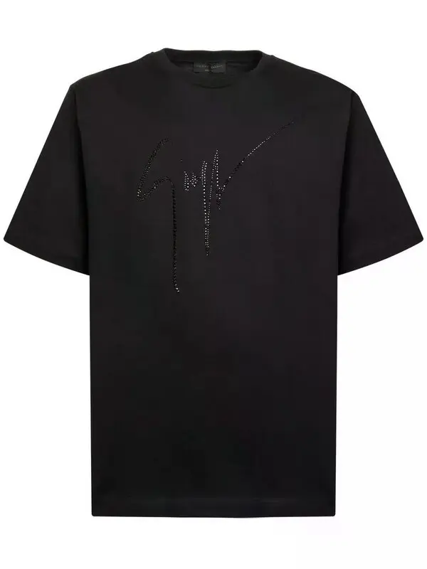GIUSEPPE ZANOTTI Lr-23 Rhinestone-embellished Logo T-shirt - Black