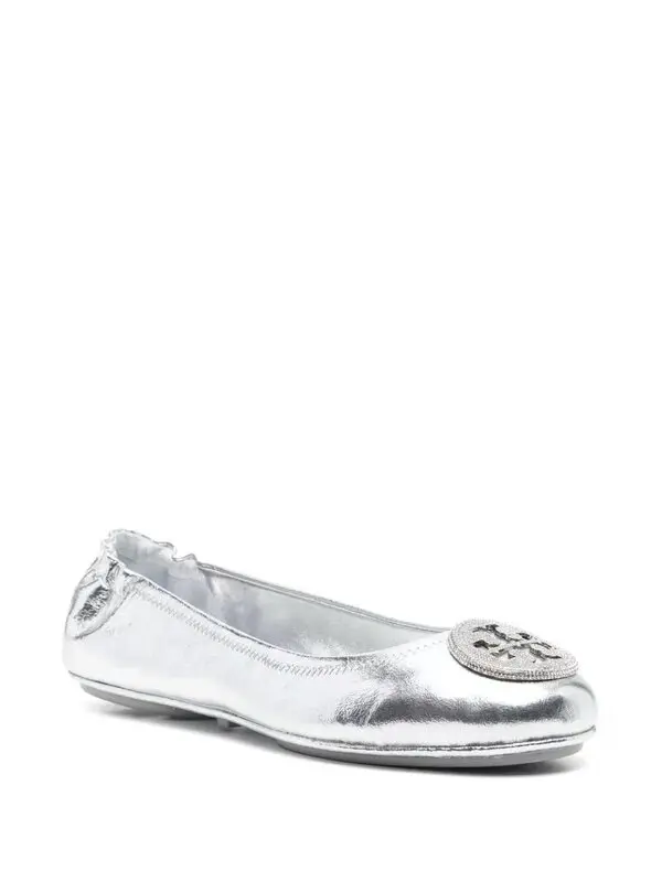 Tory Burch Minnie Travel Ballet Flats - Silver