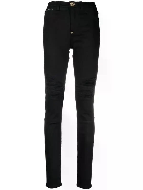 Philipp Plein Biker High-waisted Skinny Jeans - Black