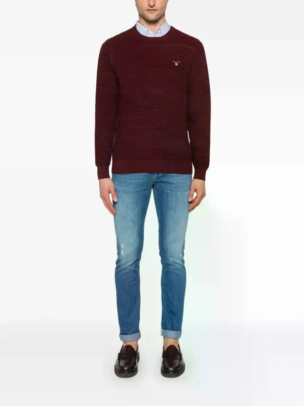 Gant Textured Cotton Sweater - Red