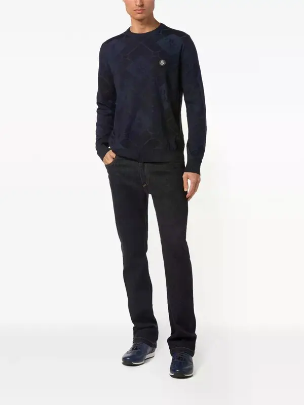 BILLIONAIRE Intarsia-knit Jumper - Blue