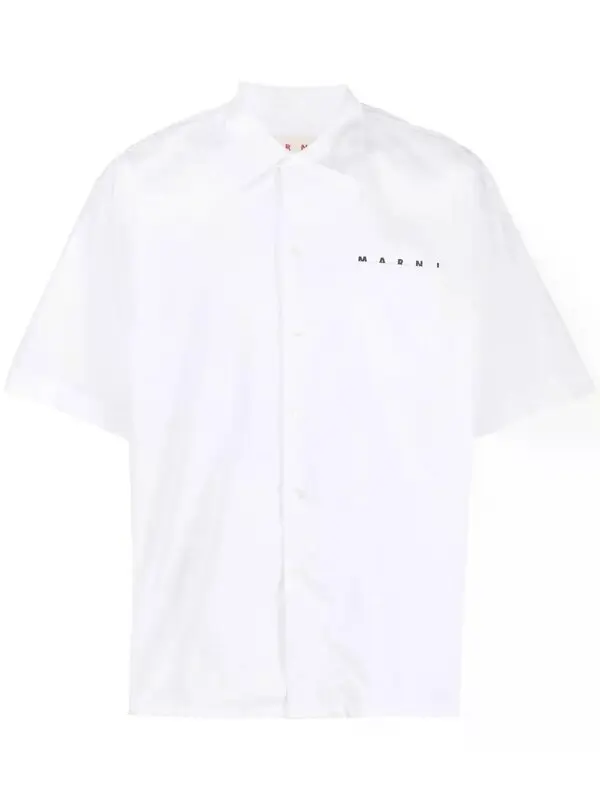Marni Logo-print Poplin Bowling Shirt - White