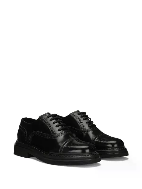 Dolce & Gabbana Brushed Calfskin Oxford Shoes With Brogue Detailing