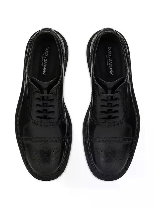 Dolce & Gabbana Brushed Calfskin Oxford Shoes With Brogue Detailing