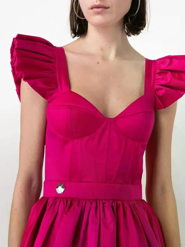 Philipp Plein Silk Mini Dress With Ruffled Sleeves - Pink