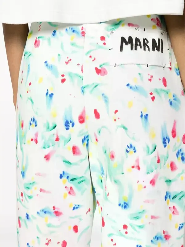 Marni Floral Print Cotton Track Pants