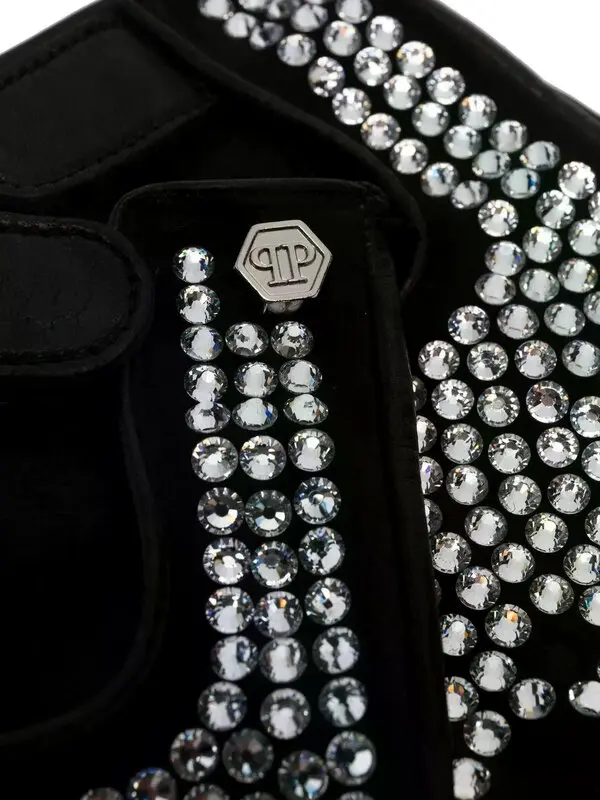 Philipp Plein Crystal-embellished Fingerless Leather Gloves