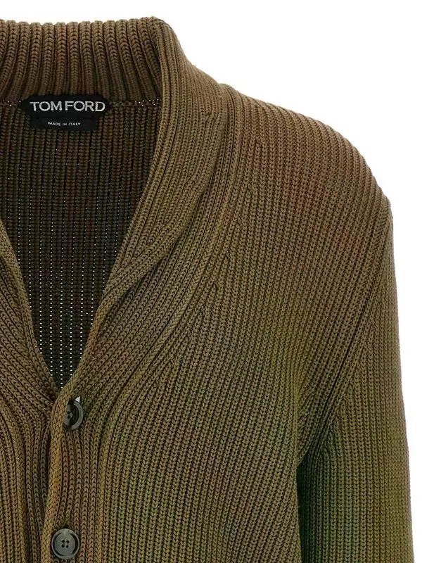 TOM FORD Ribbed-knit Shawl Collar Cardigan