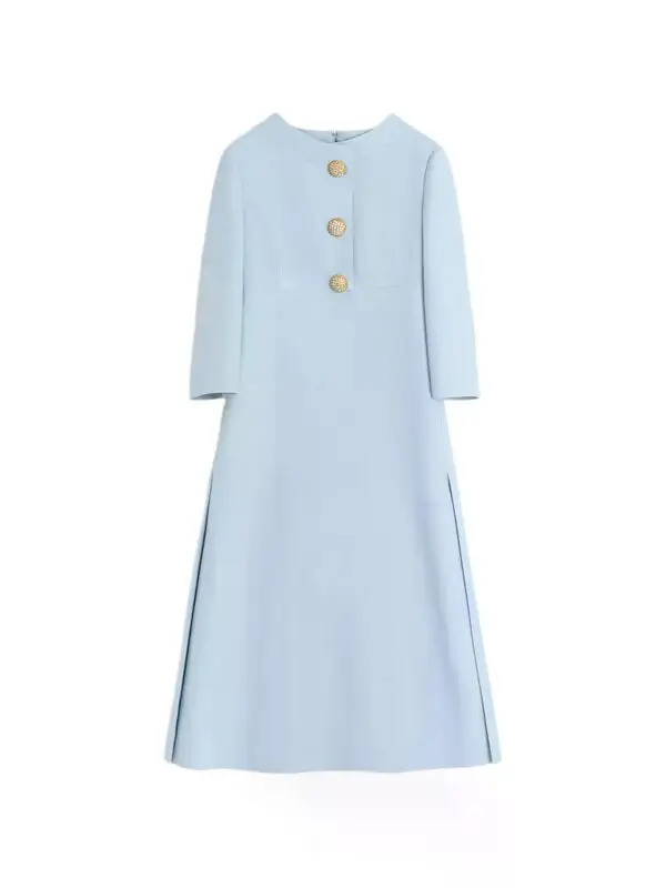 Valentino Garavani Crepe Couture Midi Dress With Jewel Button Detail