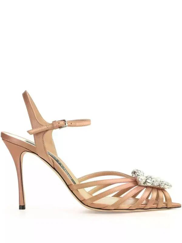 SERGIO ROSSI Embellished Stiletto Sandals - Brown