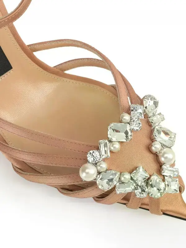SERGIO ROSSI Embellished Stiletto Sandals - Brown