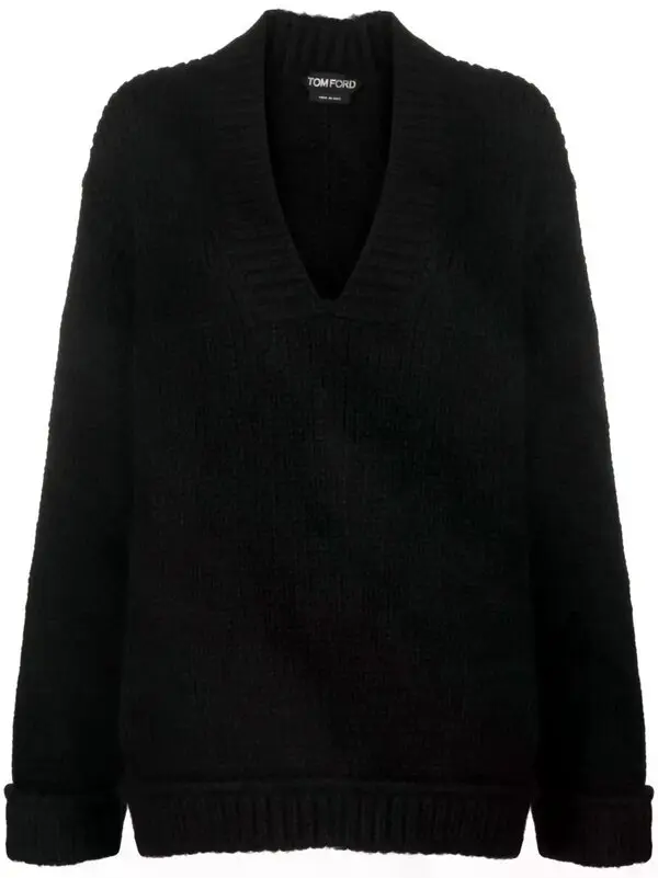 TOM FORD Alpaca Wool-blend V-neck Pullover Jumper - Black