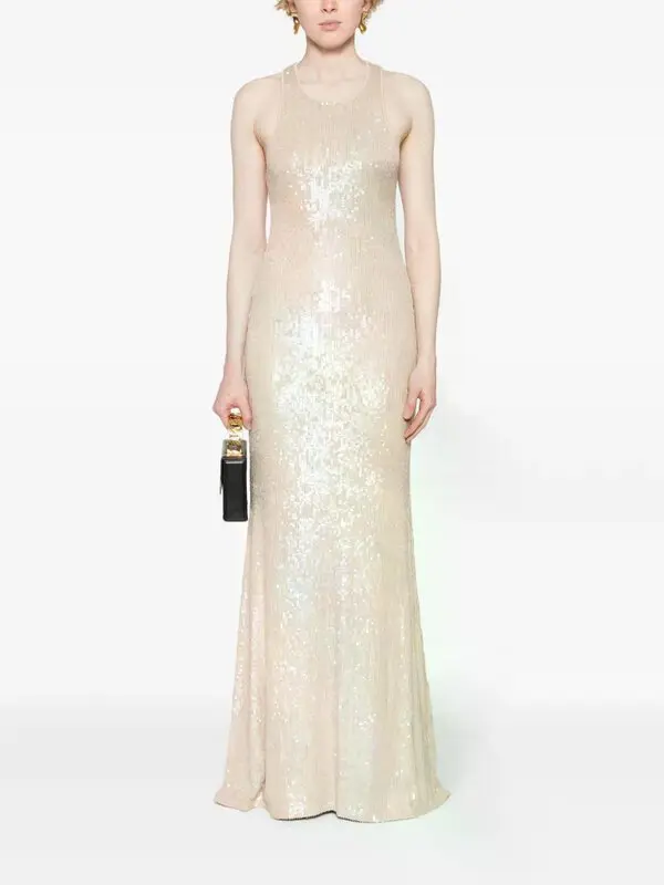 Elisabetta Franchi Racerback Sequin Gown