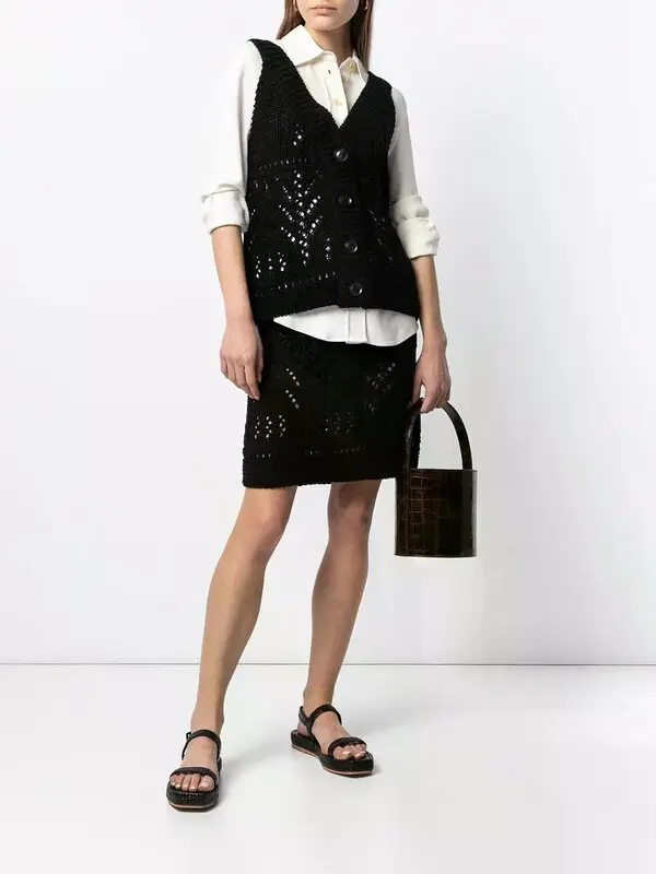 Goen.j Ribbed Crochet-knit Mini Skirt - Black