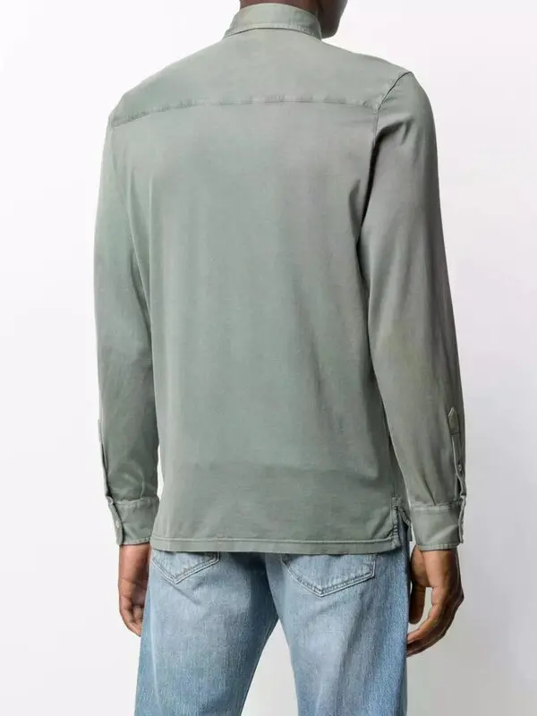 Fedeli Jersey Button Down Shirt - Green