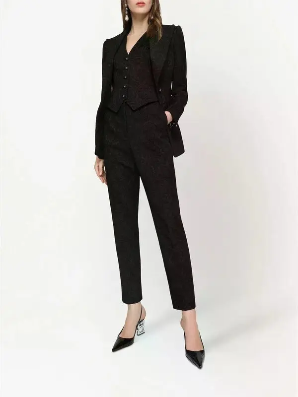 Dolce & Gabbana High-waisted Jacquard Trousers - Black