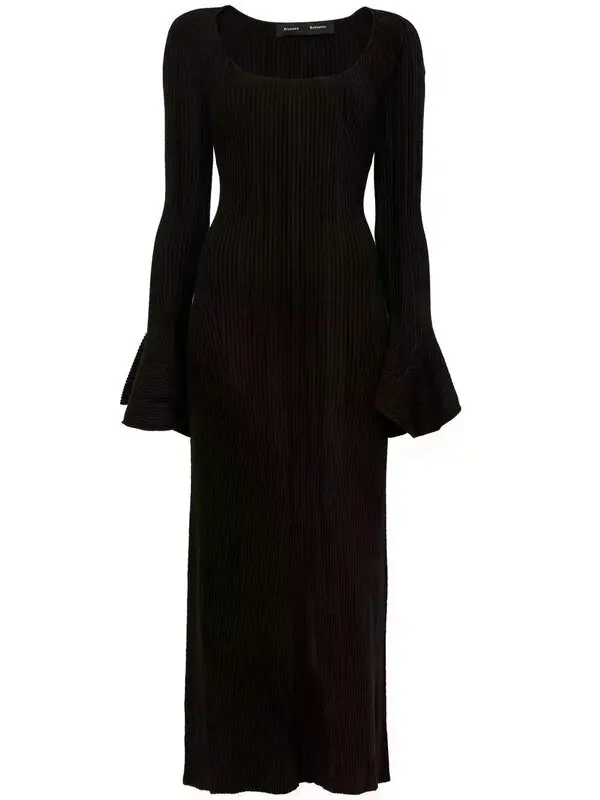 Proenza Schouler Ribbed-knit Flute-sleeved Midi Dress