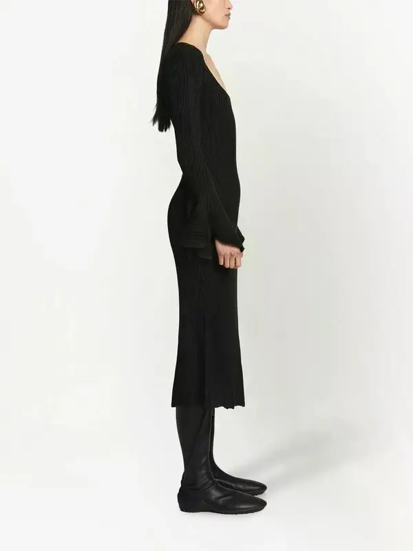 Proenza Schouler Ribbed-knit Flute-sleeved Midi Dress