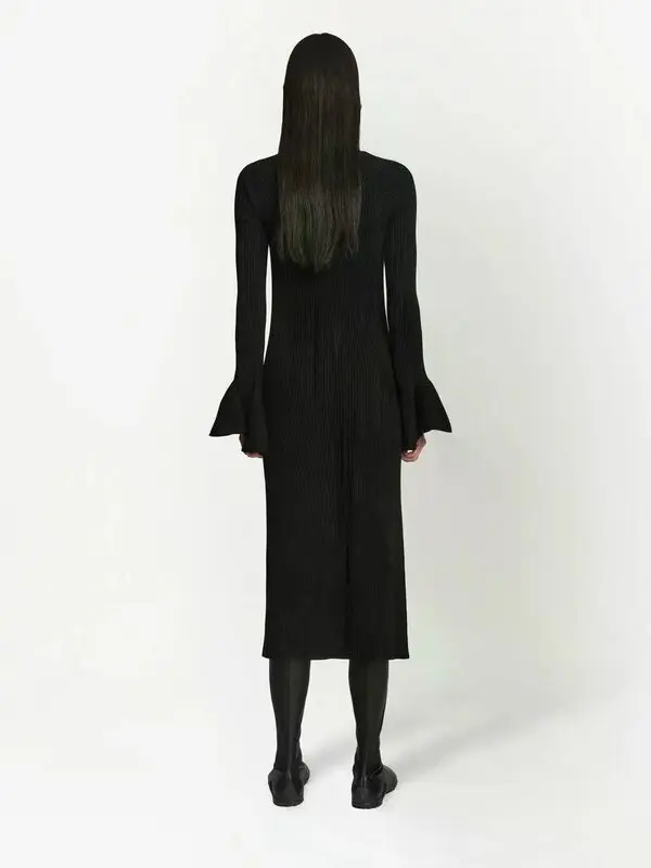 Proenza Schouler Ribbed-knit Flute-sleeved Midi Dress