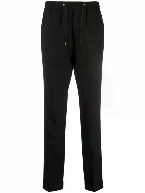 Paul Smith Wool Drawstring Tapered Trousers - Black