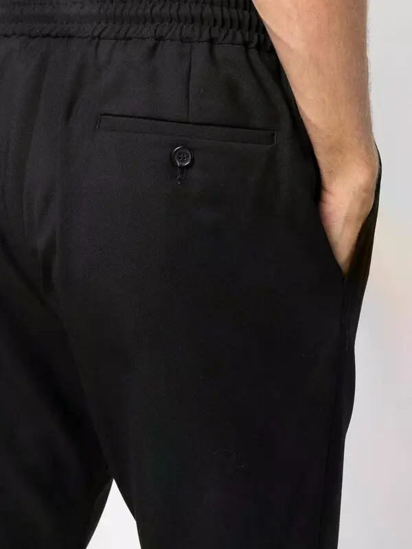 Paul Smith Wool Drawstring Tapered Trousers - Black