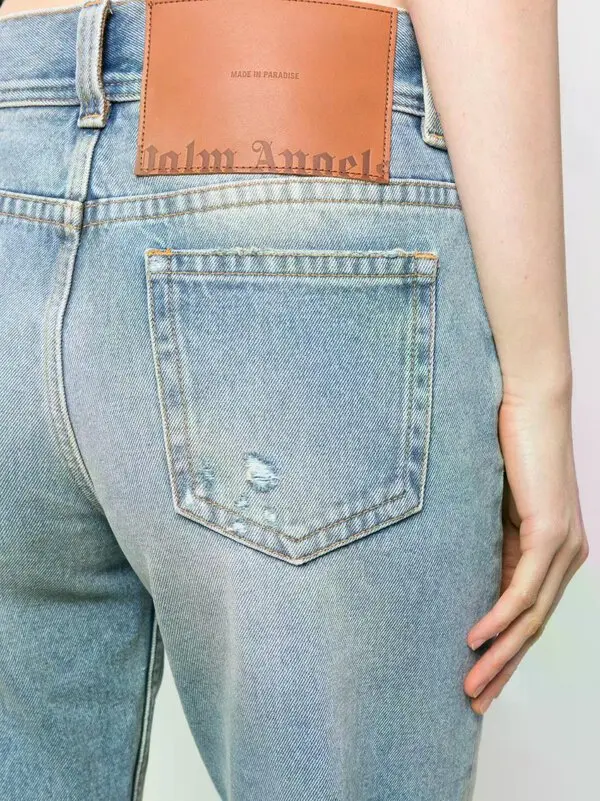 Palm Angels Distressed Straight Leg Jeans
