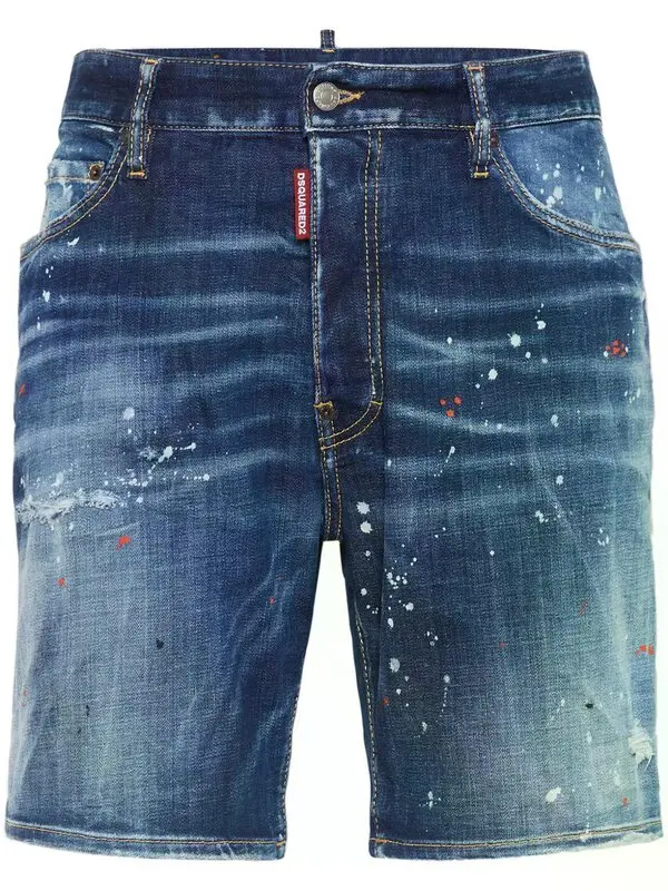Dsquared2 Paint Splatter Denim Shorts