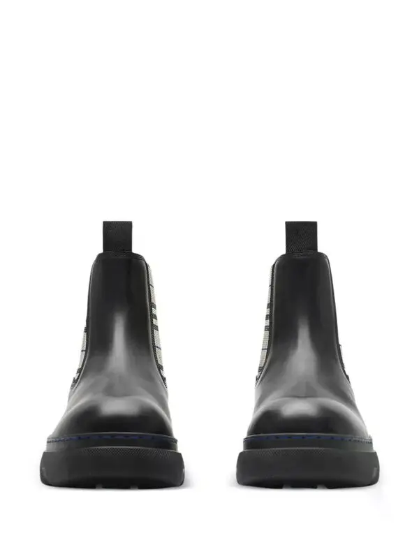 Burberry Leather Chelsea Boots With Vintage Check Panelling