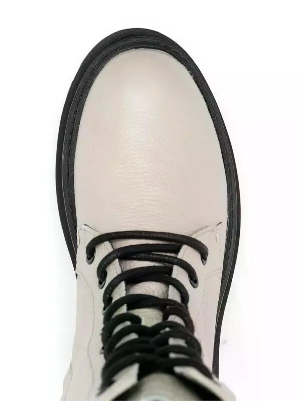 Calvin Klein Lace-up Leather Platform Boots - Neutrals