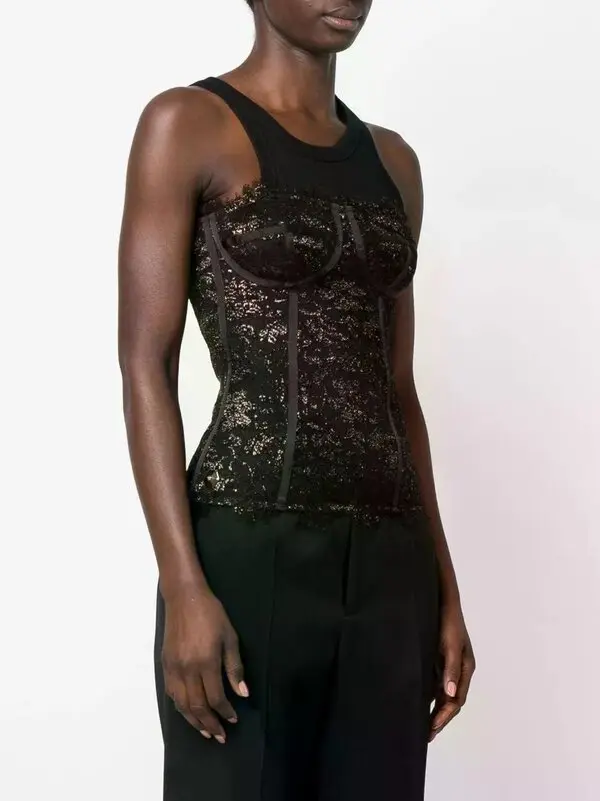 Philipp Plein Lace Detail Bustier Top