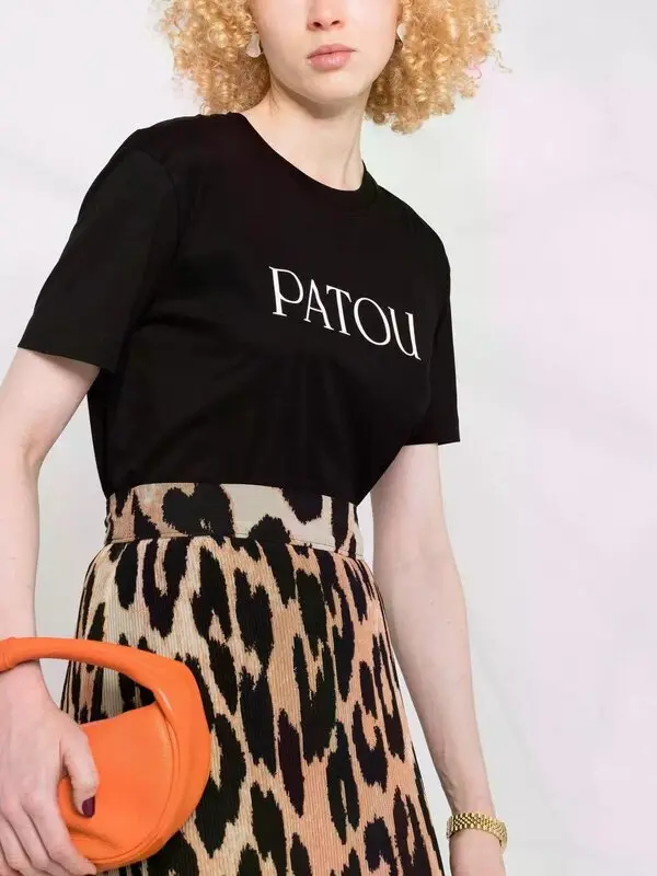 PATOU Logo Print Organic Cotton T-shirt - Black