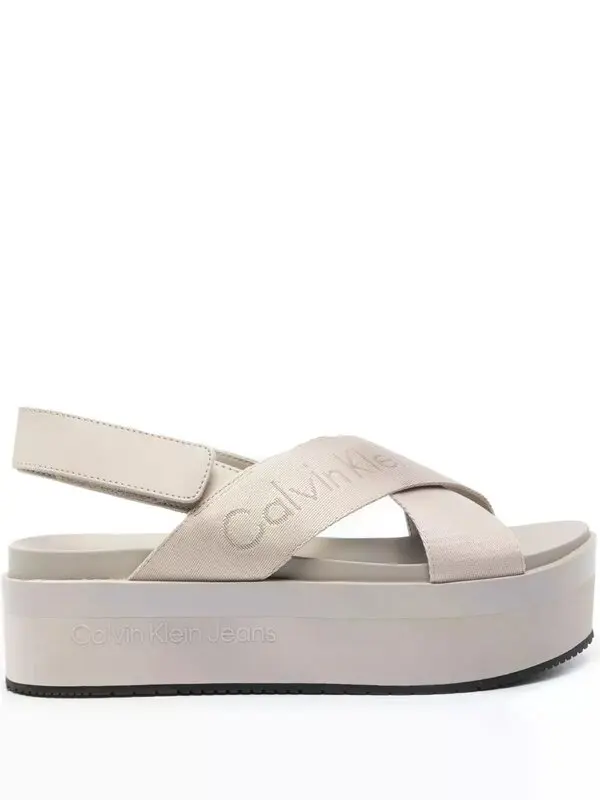 Calvin Klein 55mm Flatform Slingback Sandals - Neutrals