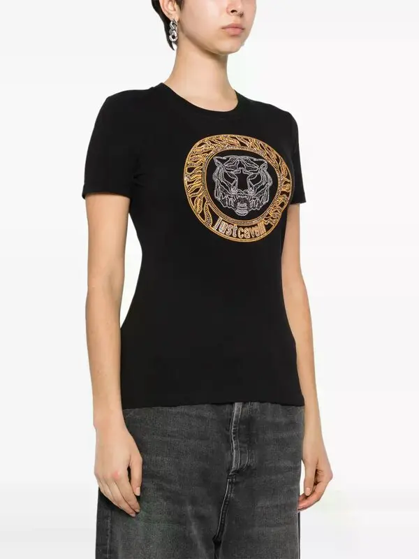 Just Cavalli Rhinestone-embellished Logo T-shirt
