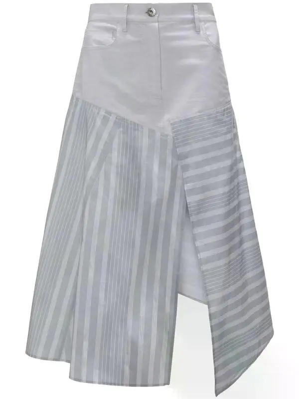 JW Anderson Asymmetric Hanky Hem Skirt With Pinstripe Panelling - Grey
