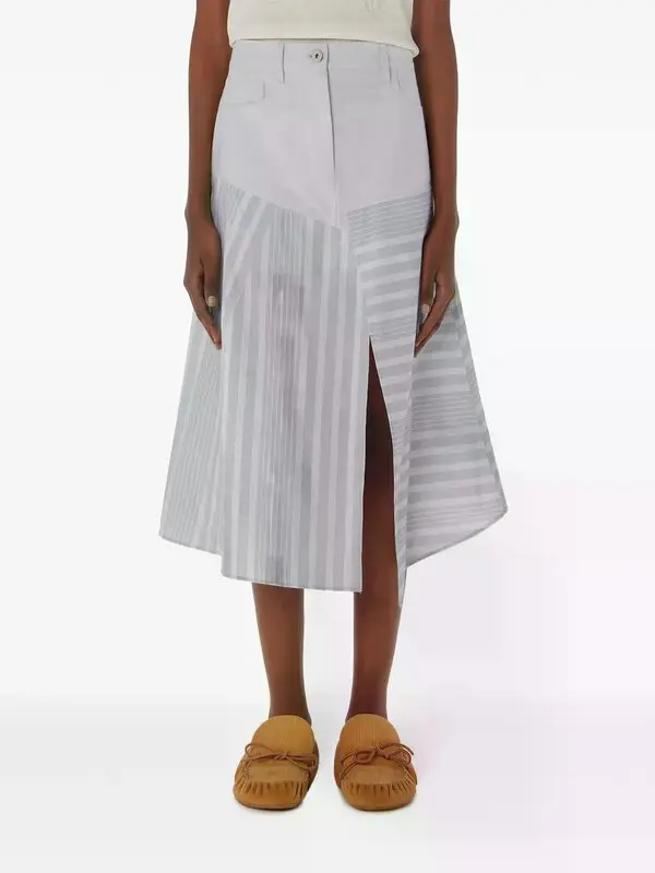 JW Anderson Asymmetric Hanky Hem Skirt With Pinstripe Panelling