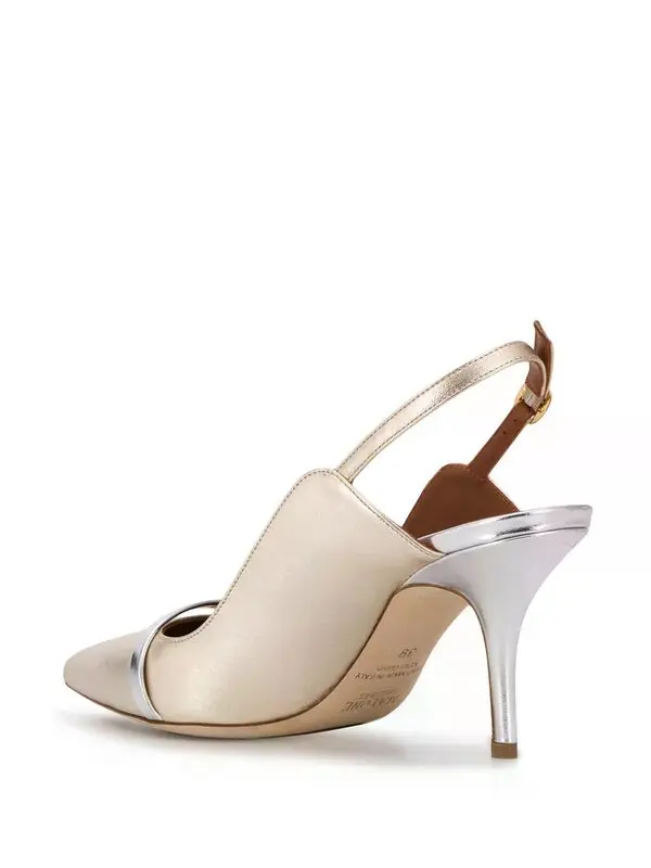 MALONE SOULIERS Metallic Leather Pointed Toe Slingback Heels
