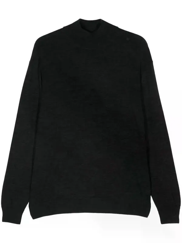 D4.0 Wool Fine Ribbed Mélange Mock Neck Sweater