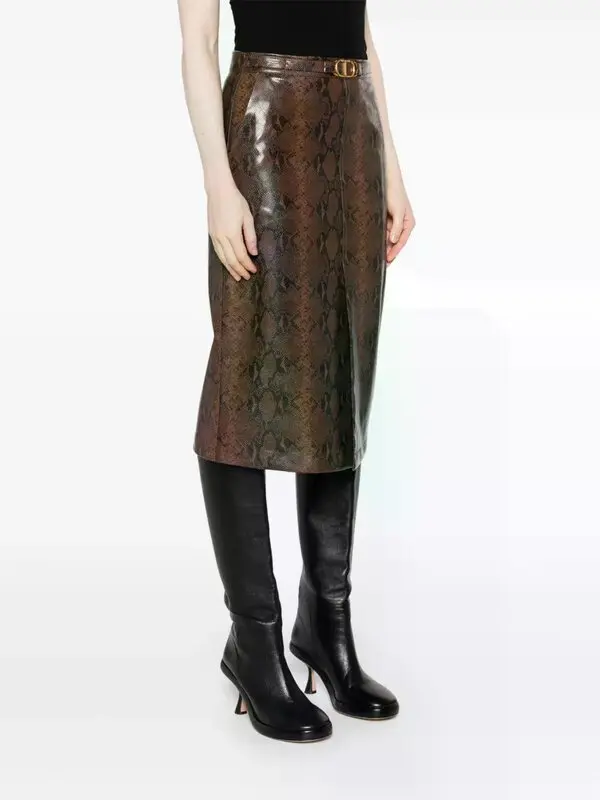 TWINSET Lizard-effect Midi Skirt