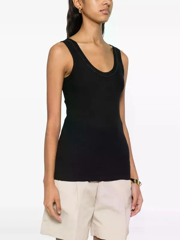Brunello Cucinelli Ribbed Scoop Neck Tank Top - Black