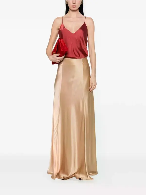 Alberta Ferretti Satin Maxi Skirt - Brown