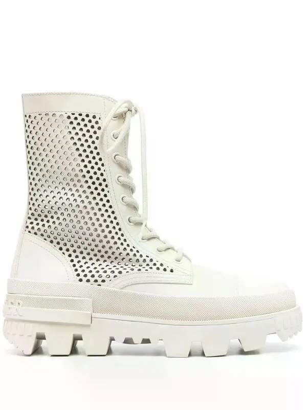 Moncler Perforated Lace-up Boots - Neutrals