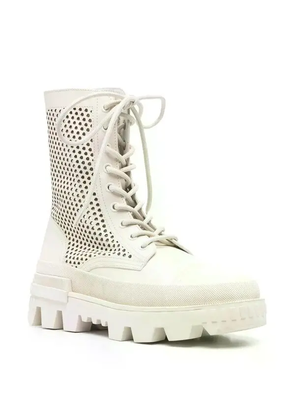 Moncler Perforated Lace-up Boots - Neutrals