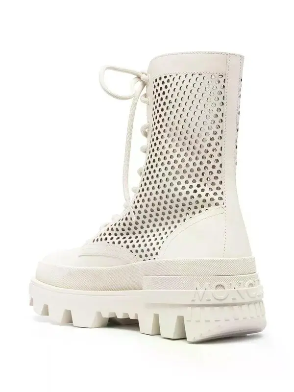Moncler Perforated Lace-up Boots - Neutrals