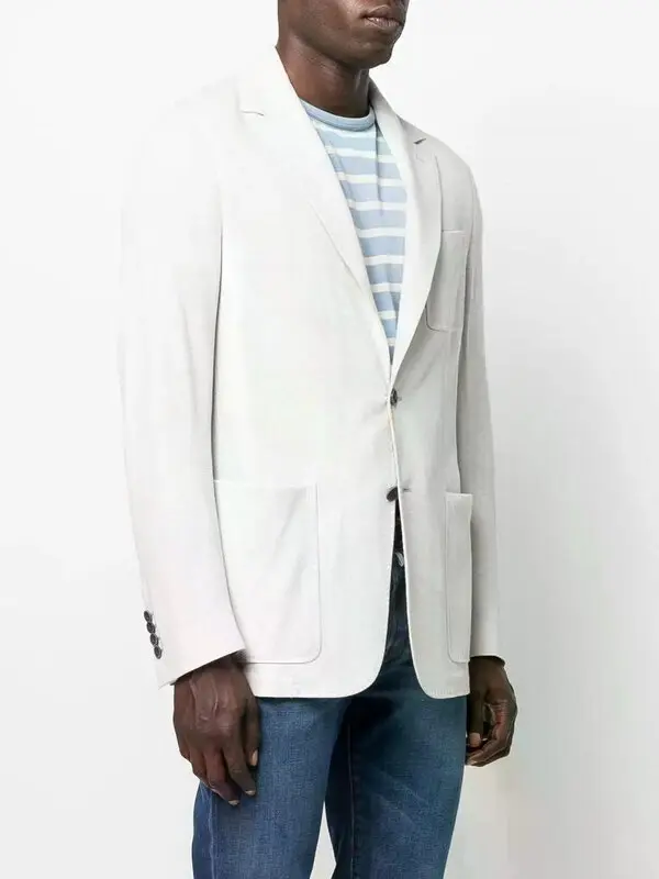 Canali Fitted Single-breasted Button Blazer - Grey