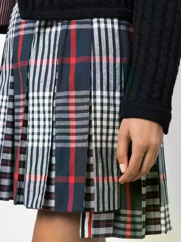 Thom Browne Pleated Asymmetrical Check Skirt