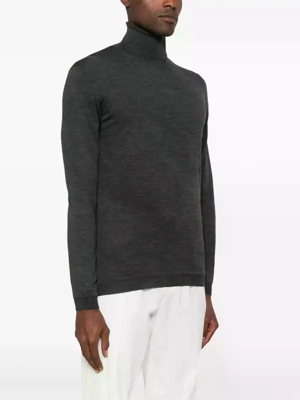 GOES BOTANICAL Merino Wool Fine Knit Roll Neck Sweater - Grey