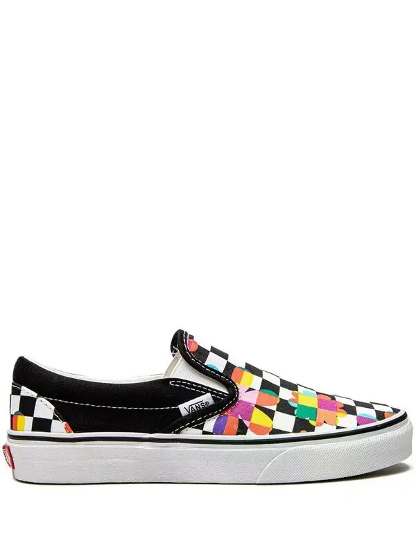 VANS Classic Floral Checkerboard Slip-on Sneakers - Black