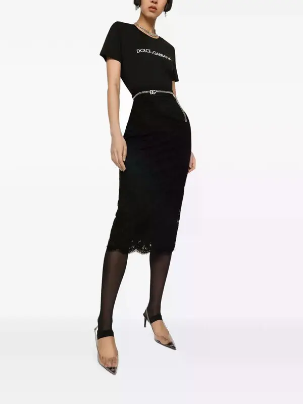 Dolce & Gabbana Floral Lace Midi Skirt