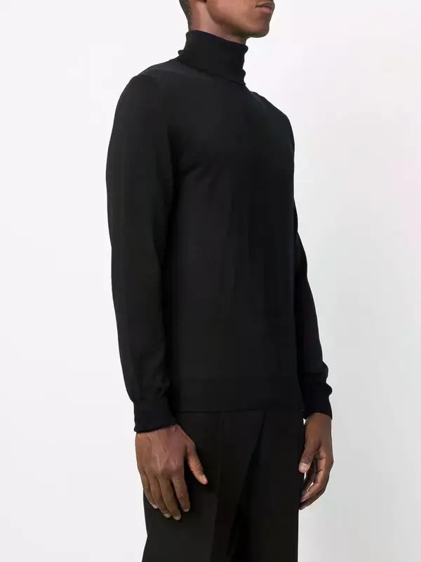 Canali Wool Roll Neck Sweater - Black