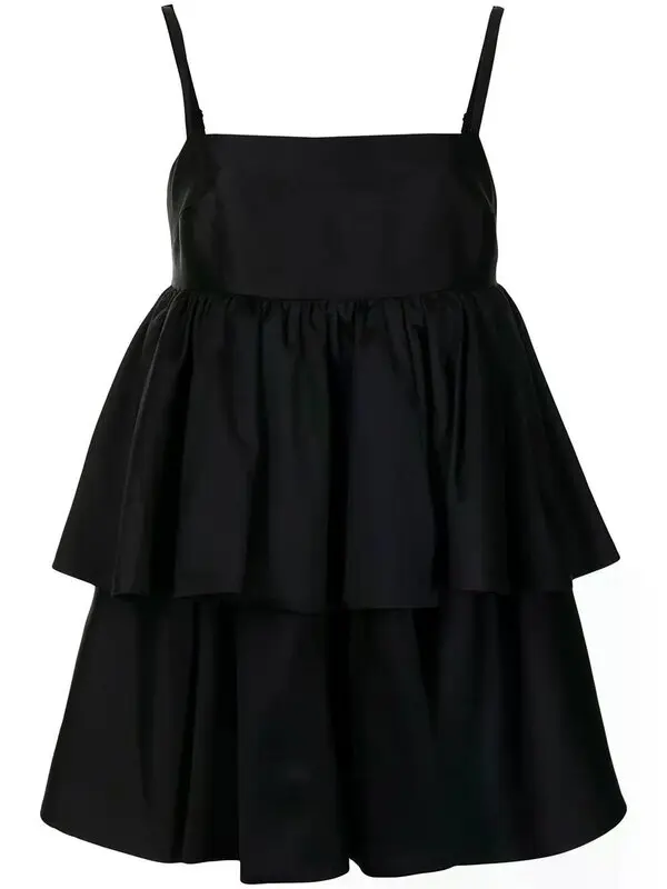 MACGRAW Silk-wool Blend Tiered Mini Dress - Black